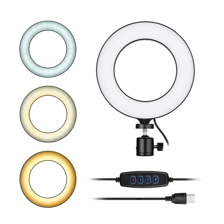 16cm/6inch Mini LED Ring Light Fill-in Lamp USB Powered 3 Lighting ...