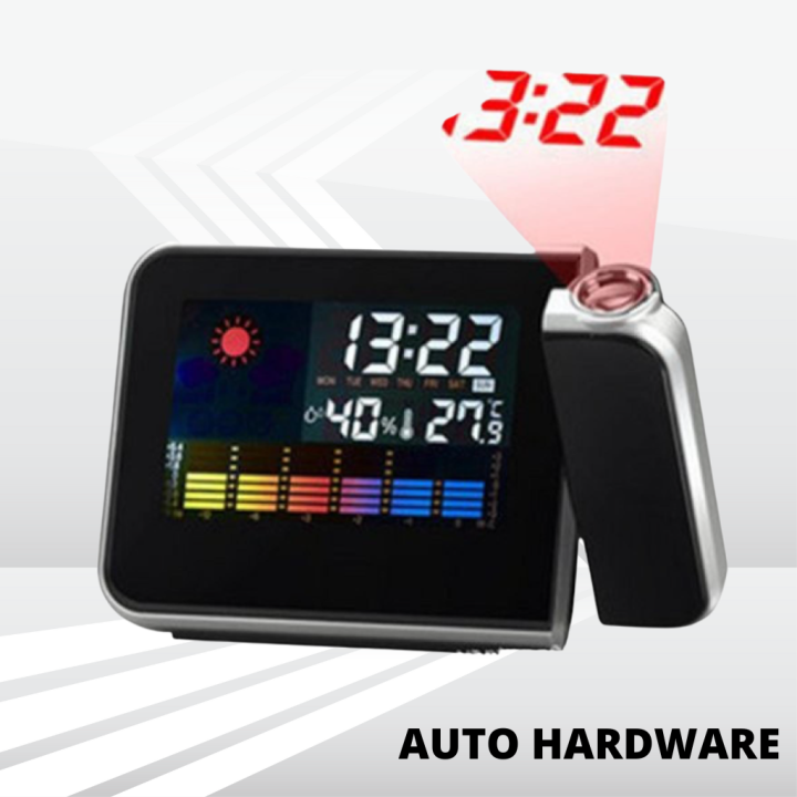 Jam Digital Proyektor Penunjuk Cuaca / Jam Digital LED Meja Penunjuk ...