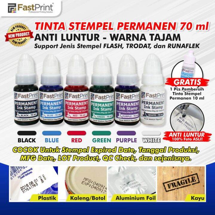 Fast Print Tinta Stempel Permanen Expired Date Plastik Besi Waterproff ...