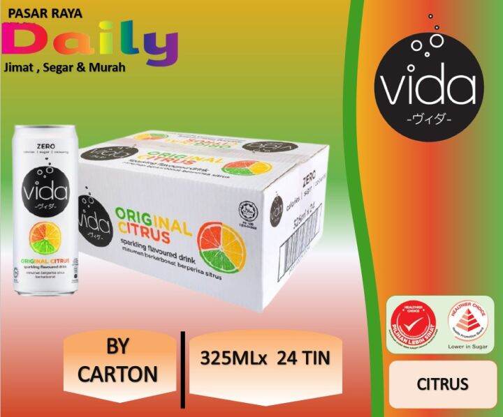 VIDA ZERO 325MLx24 - ORIGINAL CITRUS**BY CARTON** | Lazada