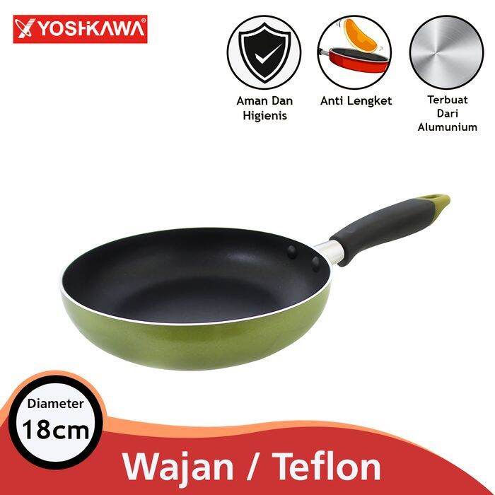 Minowa YOSHIKAWA Teflon Penggorengan 18 CM Frying Pan EVL-CL-12-09 hijau dan merahHijau | Lazada ...