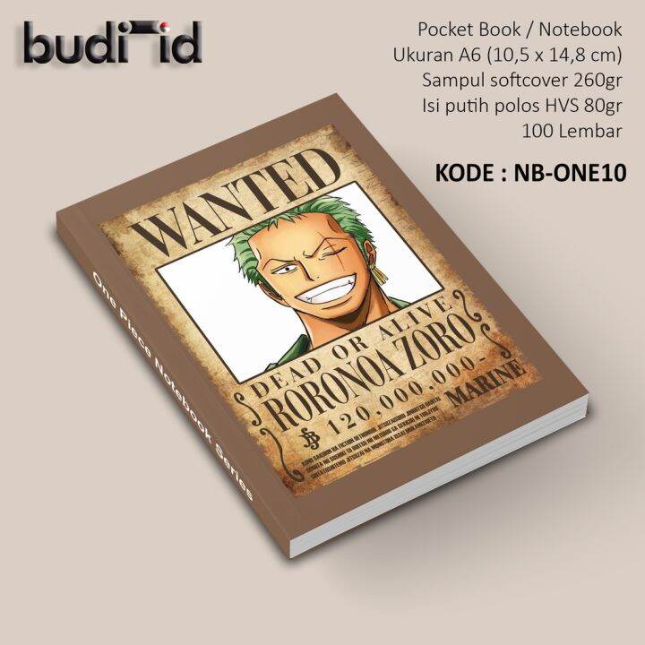 Pocket Note Anime One Piece Roronoa Zoro NB-ONE10 Softcover A6 Notebook ...