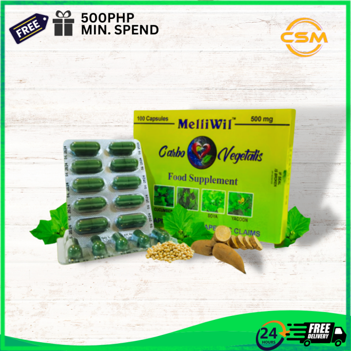 CSM PH Meliwill Carbo Vegetalis Vegetable Capsules 100 Capsules Cure ...