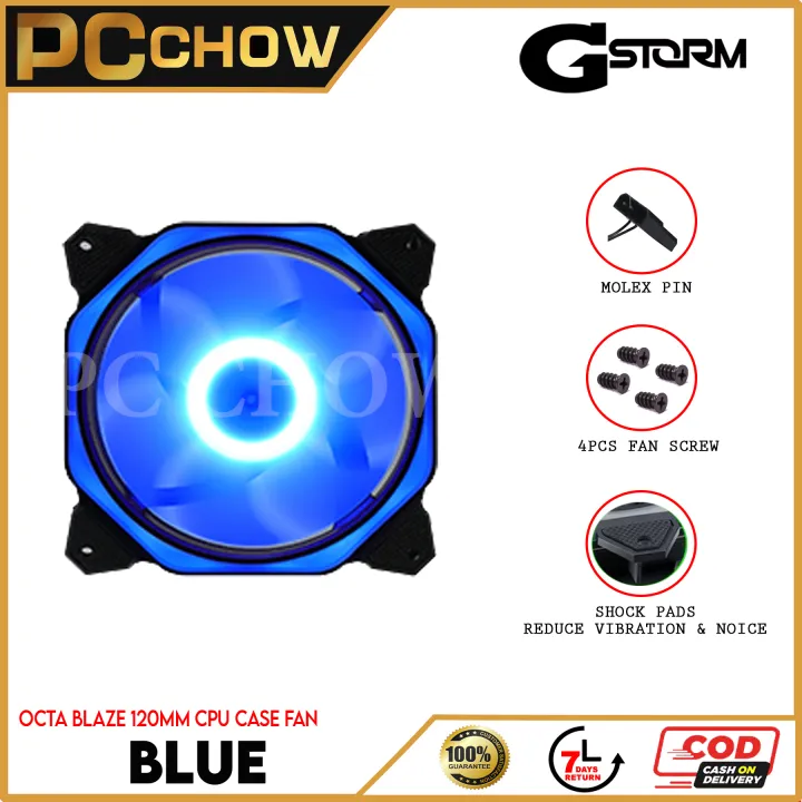 Gstorm OCTA BLAZE BLUE LED COOLING FAN 120mm With LED Ring For Computer ...