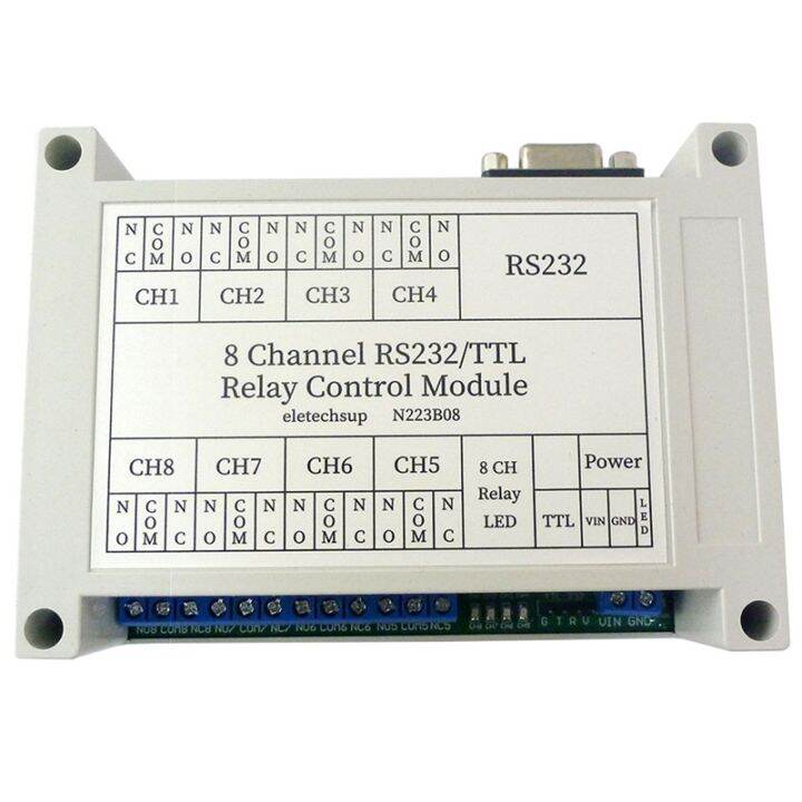 TTL232/2 in 1 RS232 12VDC 8Ch PC UART Relay DB9 Serial Port Switch for PLC Camera Industrial ...