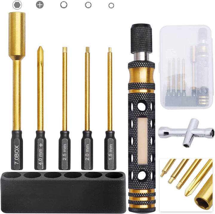 Hobbyfire 5-in-1 Titanium RC Hex Driver 1.5/2.0/2.5mm, M4 Locknut Hex ...