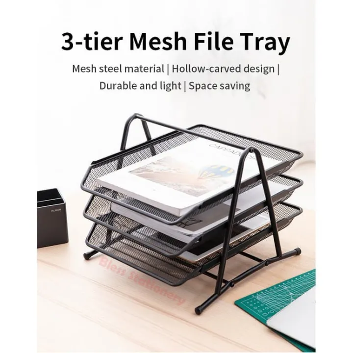 Deli rak dokumen 3 susun rak file rak kertas letter tray file tray besi ...