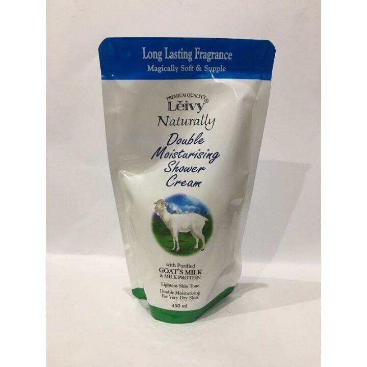 Leivy Naturally Double Moisturizing Shower Cream Goat Milk Refill 450ml ...