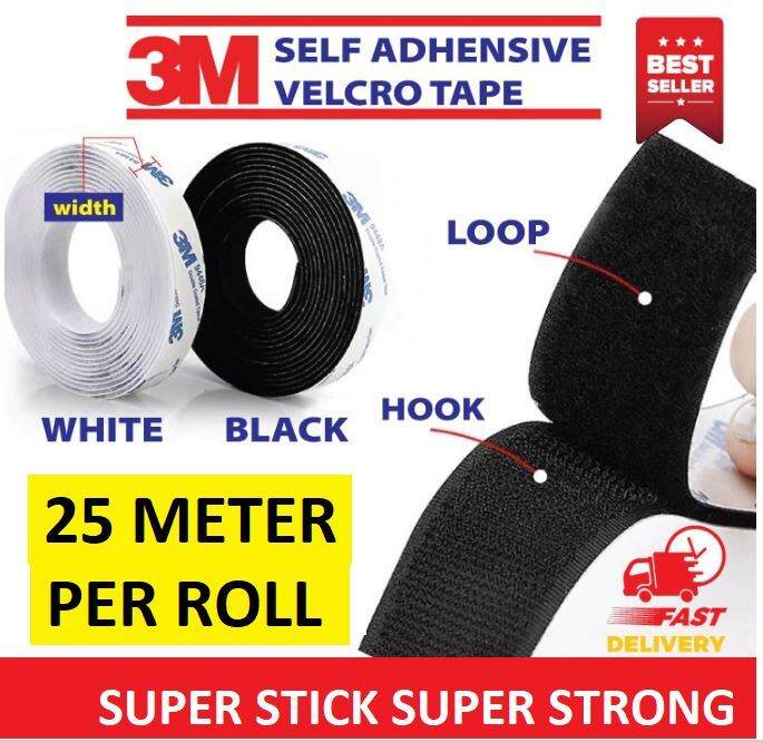 ( 25 METER ) Velcro Tape Magic Tape Magic Stick Hook & Loop Velcro Tape ...