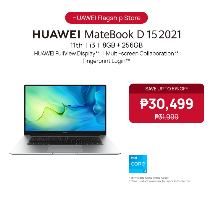 HUAWEI MateBook D 15 2021 Laptop | Intel® Core™ i3-1115G4 | 8GB+256GB ...