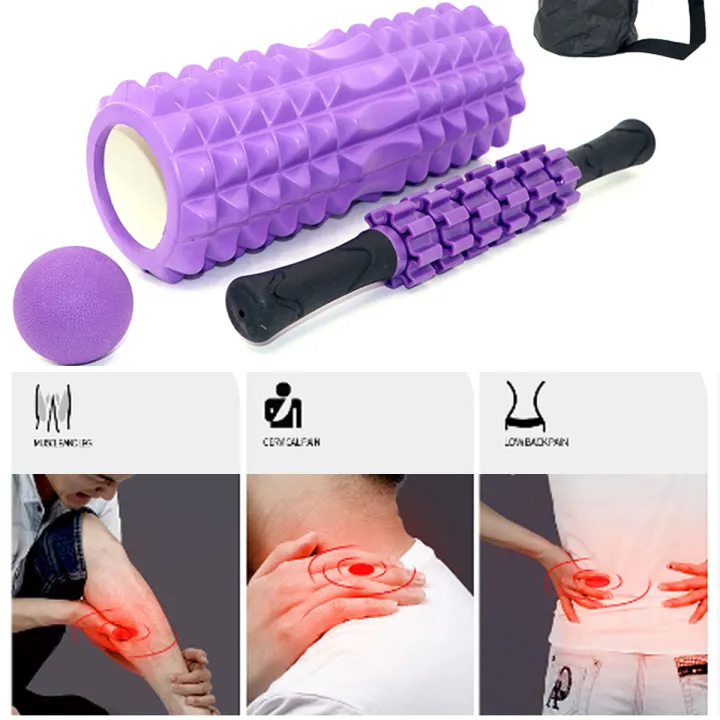 4-in-1 Yoga Roller Set ลูกกลิ้งนวด + แท่งลูกกลิ้งกล้ามเนื้อ + ลูกบอลลาค ...