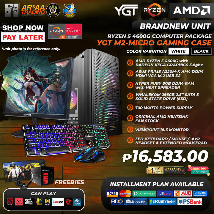 BRANDNEW Computer Set CPU-YGT M2 Micro Gaming Case-AMD Ryzen 5 4600G ...