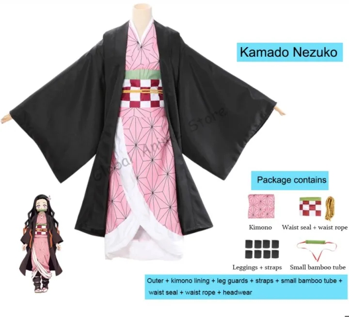 Anime Demon Slayer Kamado Nezuko Cosplay Costume Women Kimono ...