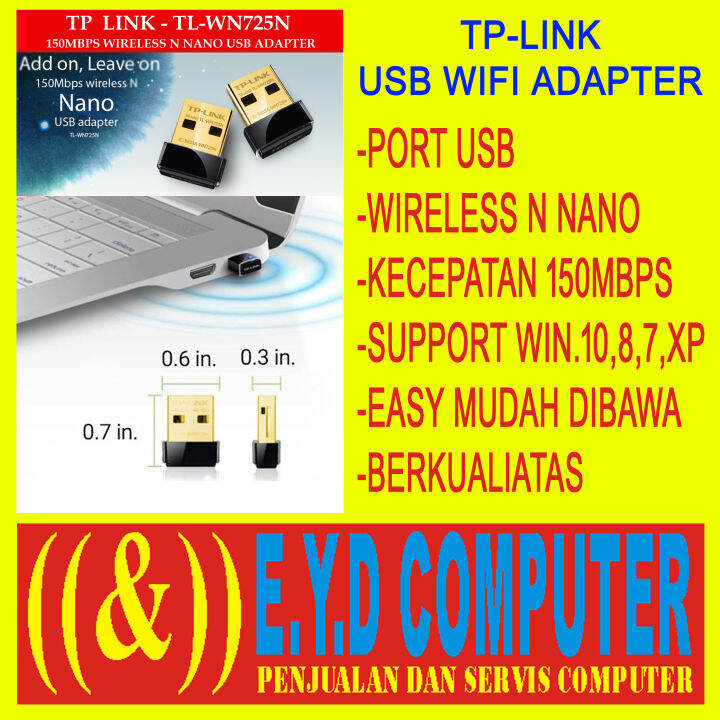 TP-LINK TL-WN725N WIFI USB ADAPTER 150MBPS WIRELESS N NANO EKSTERNAL MINI TP LINK 725N UNTUK ...