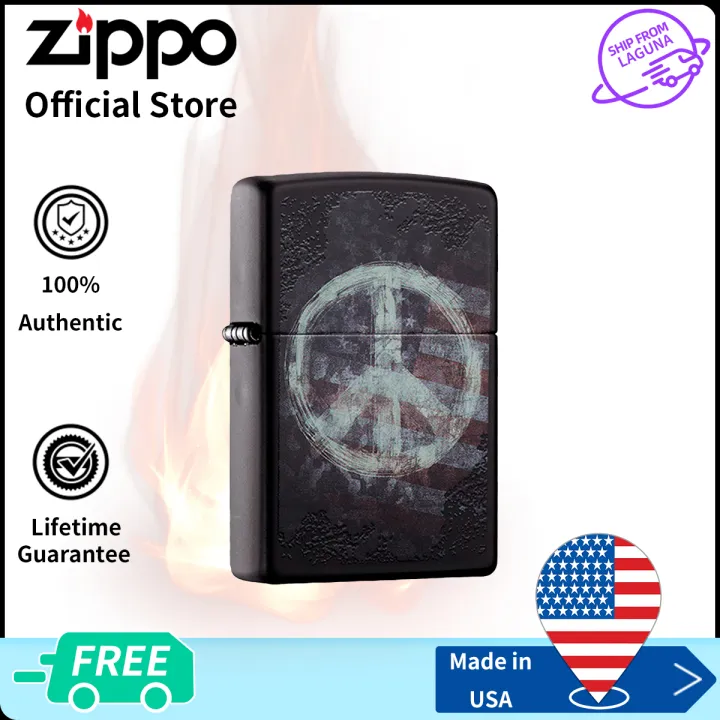 Zippo Black Matte Peace On Flag Classic Windproof Pocket Lighter｜Zippo ...