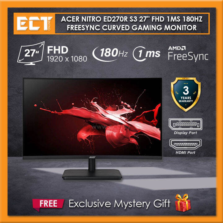 Acer Nitro ED270R S3 27" FHD (1920 x 1080) 1ms 180Hz Freesync Curved ...