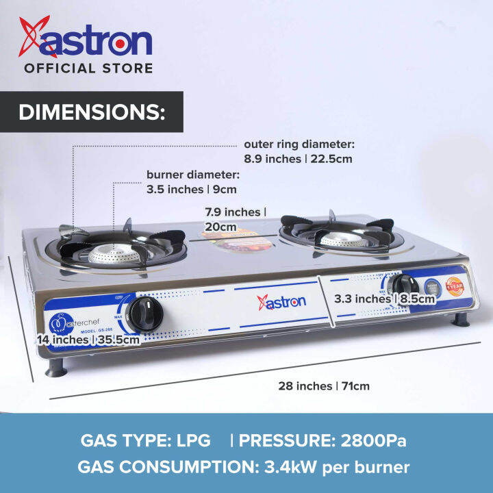ASTRON Original Heavy Duty Double Burner Gas Stove Stainless Body GS ...
