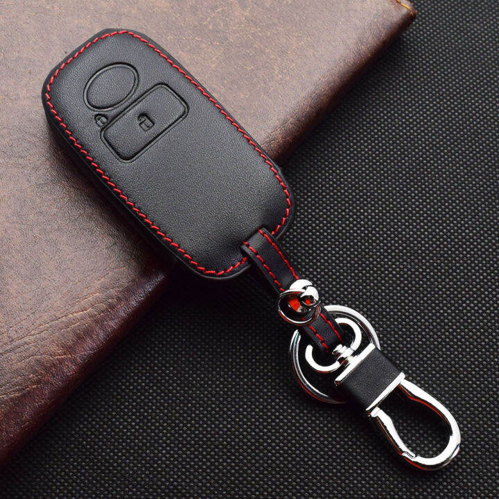 Leather Car Key Case 2 4 Buttons Smart Keyless Entry Remote Control ...