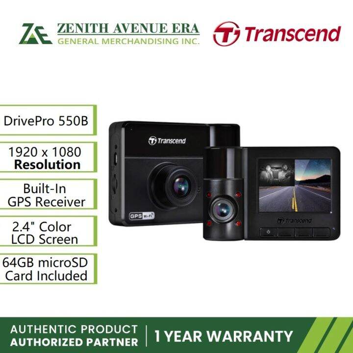 Transcend DrivePro 550B Dual Lens Dash Camera with 64GB microSD Card ...