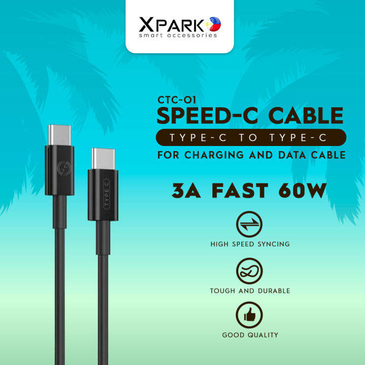 Powerstation Type C to Type C 3A Charging Cable CTC01 | Lazada PH