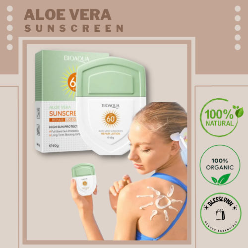 BIOAOUA Aloe Vera Sunscreen Repair Cream SPF60+ PA+++ Original ALOE VERA SUNSCREEN REPAIR LOTION ...
