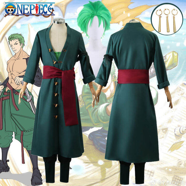 Anime One Piece Roronoa Zoro Cosplay Costume For Men Zoro Kimono Robe ...