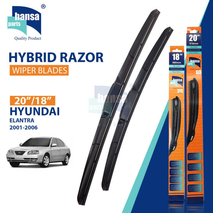 Hansa Hybrid Razor Type Wiper Blade 20" 18" Hyundai Elantra 2001-2006 ...