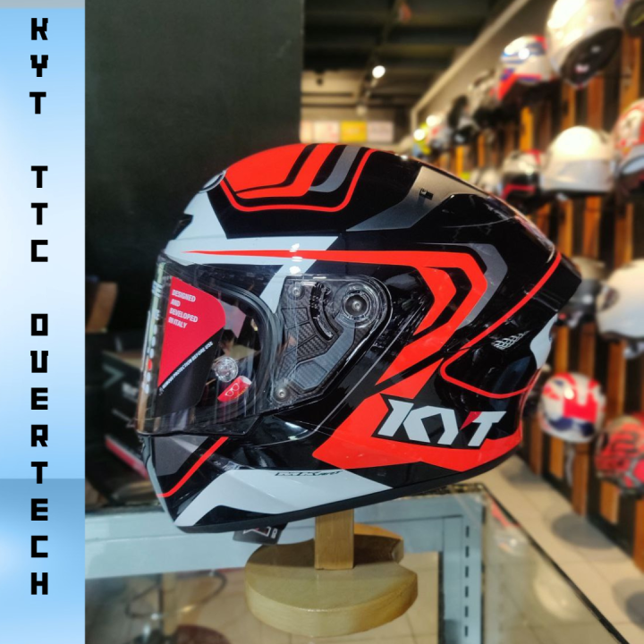 kyt ttc overtech black orange glossy finish single visor fullface ...