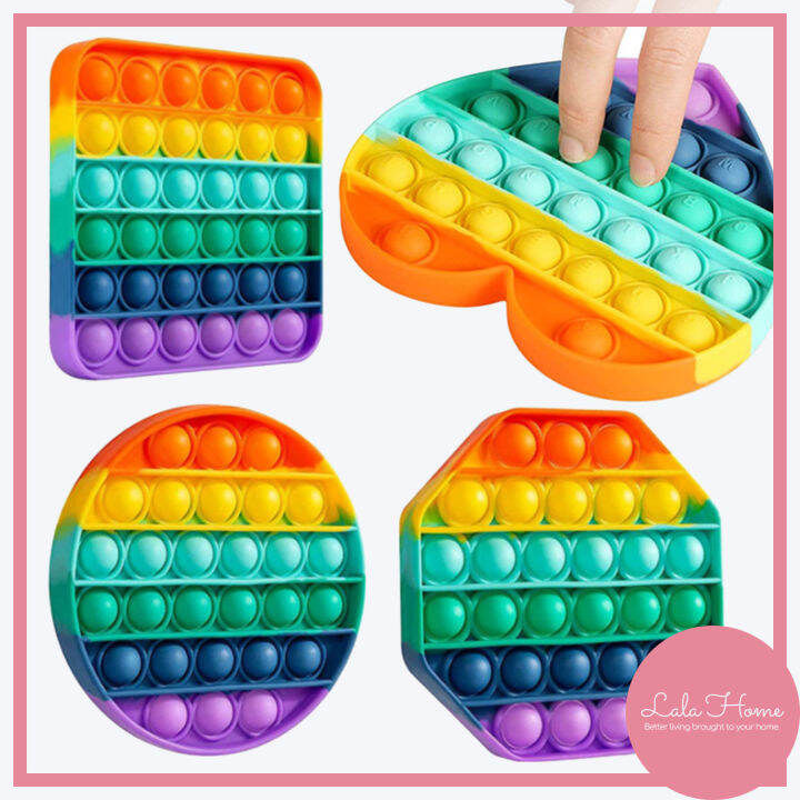 Stress Relieve Silicone Push Pops Rainbow Bubble Sensory Toy Pops It ...