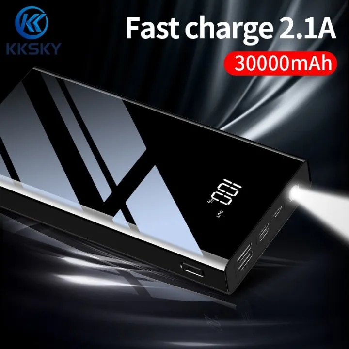 ORIGINAL KKSKY P8 Mirror Powerbank FAST Charging 30000mAh LED LCD With Flash Light durable ...