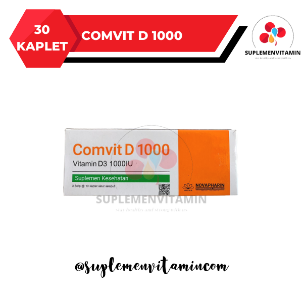 Comvit D 1000 Suplemen Vitamin D3 1000 IU Original Novapharin - Box isi ...
