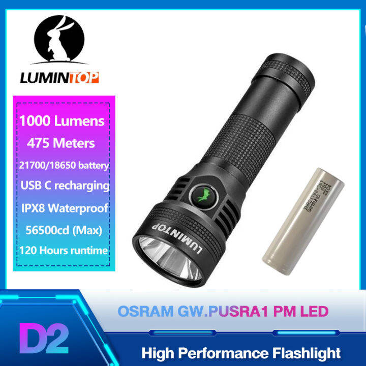 Super Bright Rechargeable Flashlight LED Torch EDC Outdoor Waterproof ...