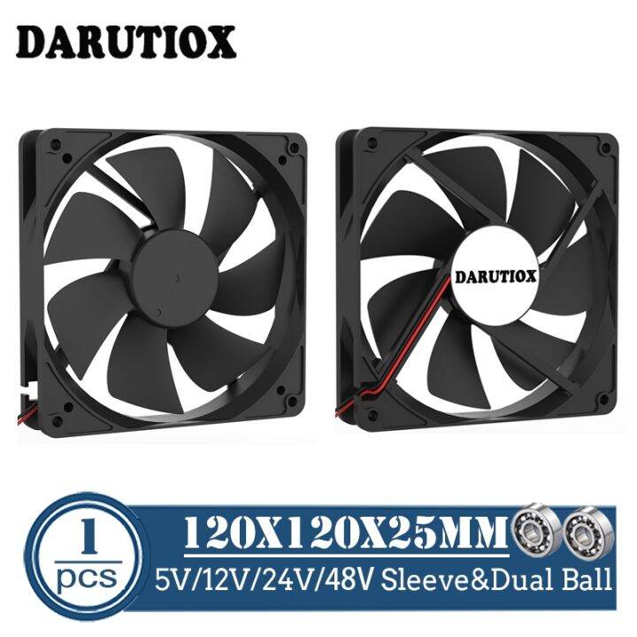 Double Ball 120x120x25mm Cooling Fan DC 5V 12V 24V 48V 12cm 120mm ...