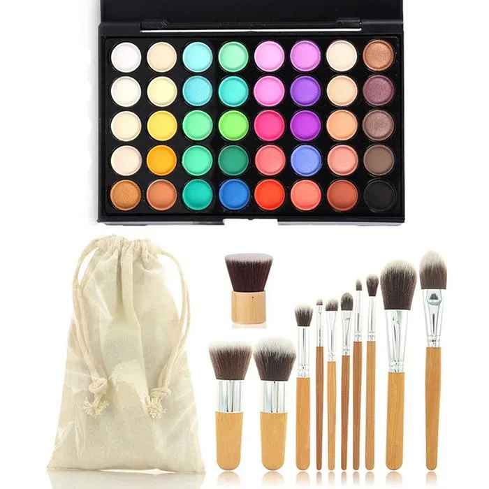 Signature Makeup Kit Eyeshadow 40 Color Palette and Bamboo Cosmetic ...
