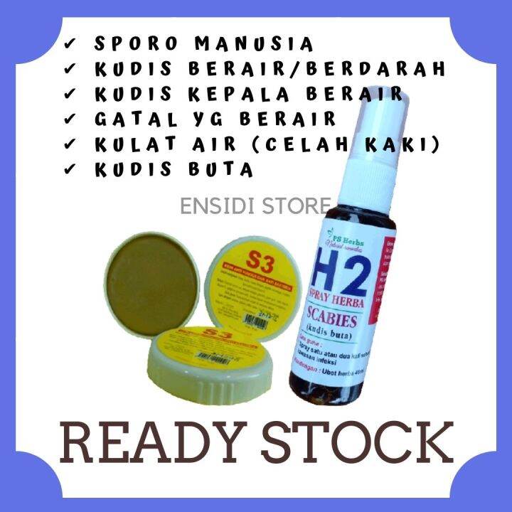 PS HERBS Spray H2 Krim S3 Ubat Kudis Buta Kurap Manusia Kudis Berair ...
