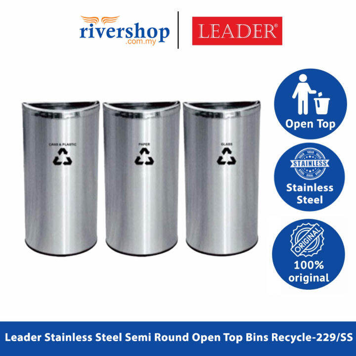 Leader Stainless Steel Semi Round Open Top Bins Recycle-229/SS ...