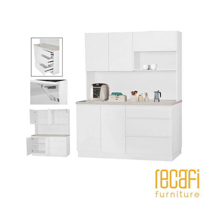 Recafi Furniture 5FT Kitchen Cabinet | High Gloss White Kitchen Cabinet ...