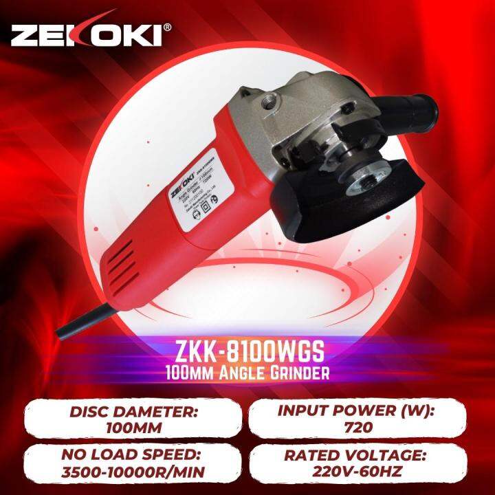 ZEKOKI Angle Grinder 100mm ZKK-8100GWS | Lazada PH