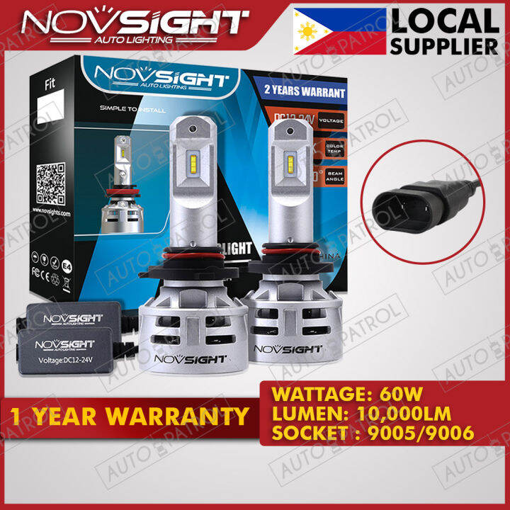 NOVSIGHT 2pcs A386-N9 9005 / 9006 60W 10000LM 6500K White LED Headlight ...
