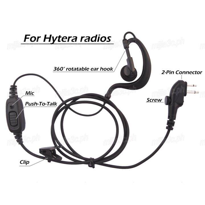 Headset Earpiece for Hytera PD408 PD488 PD508 PD568 TC500 series TC600 series TC700 series ...