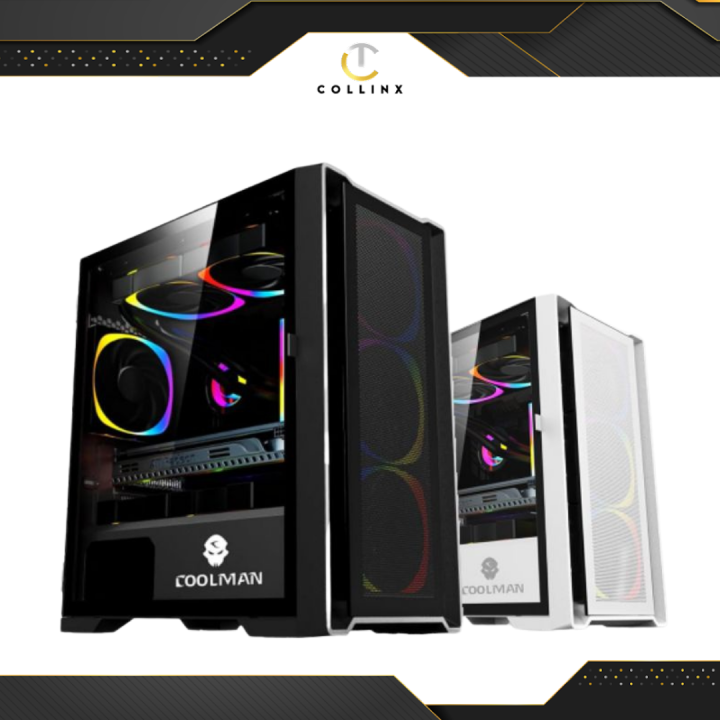 Coolman Ruby Black and White Mesh Gaming Case | Free 3 RGB Fans ...