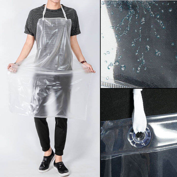 Transparent Clear Vinyl Waterproof Oil Resistance Apron Kitchen Cooking ...