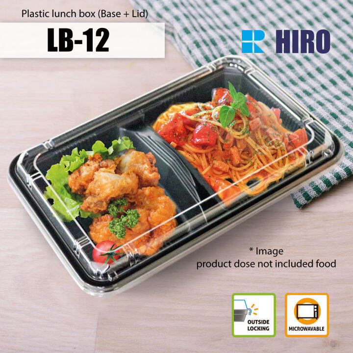 [100 set] LB-12 Disposable Plastic Food Container Lunch Box Bento Box HIRO FOOD (Base & Lid set ...
