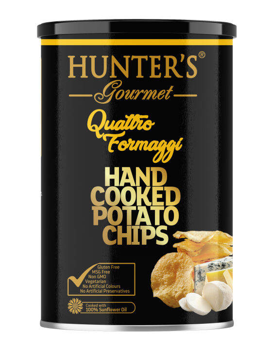 Hunter's Gourmet Hand Cooked Potato Chips QUATTRO FORMAGGI [4 CHEESE ...