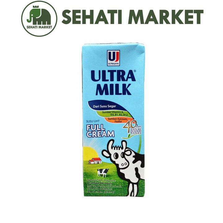 ULTRA MILK SUSU UHT FULL CREAM RASA PLAIN 200ml | Lazada Indonesia