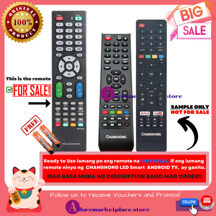 Ready to Use Universal TV Remote Control for Changhong Smart TV Remote ...