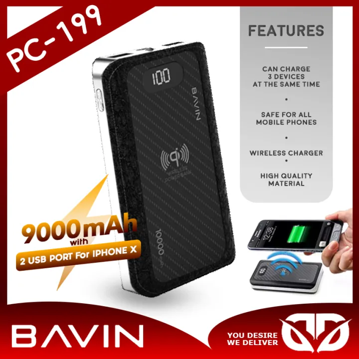 D&D | BAVIN (PC-199) Wireless Power Bank 10000mAh | Lazada PH