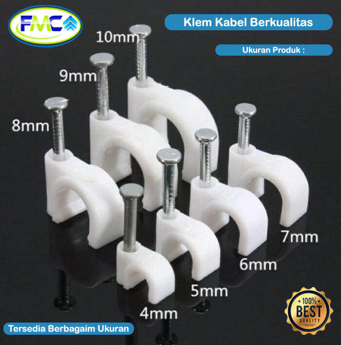 Klem Kabel Listrik Paku Beton Premium Klip Kabel Dinding Cable Clip Ukuran 4 5 6 7 8 10 12 mm ...
