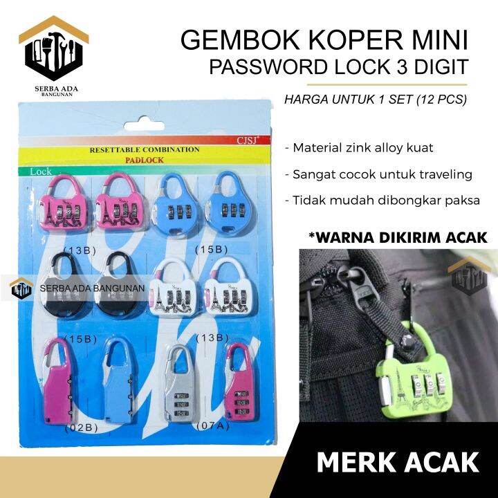 Gembok Mini Password Code Lock - Gembok Koper Safety - Zipper Lock ...