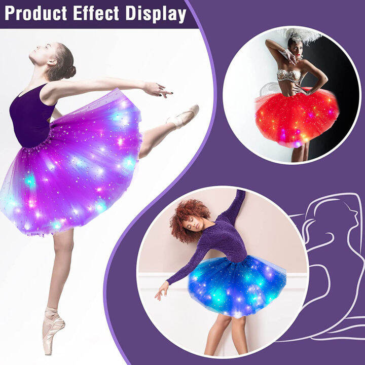 Led Skirt Light Up Mesh Performance Skirt Shine Bright in Our Women's ...